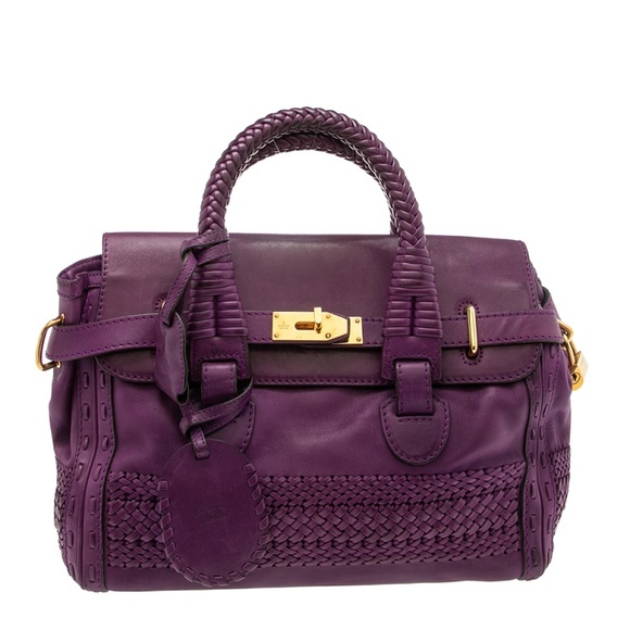 Gucci | Bags | Gucci Purple Leather Medium Handmade Top Handle Satchel ...